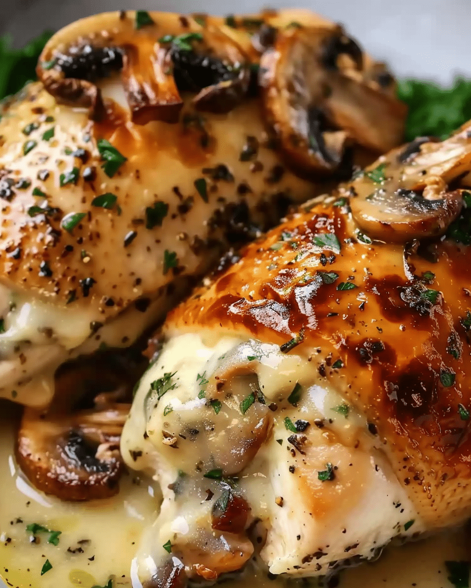 Cheesy Garlic Butter Mushroom Stuffed Chicken | Cooked By Lina