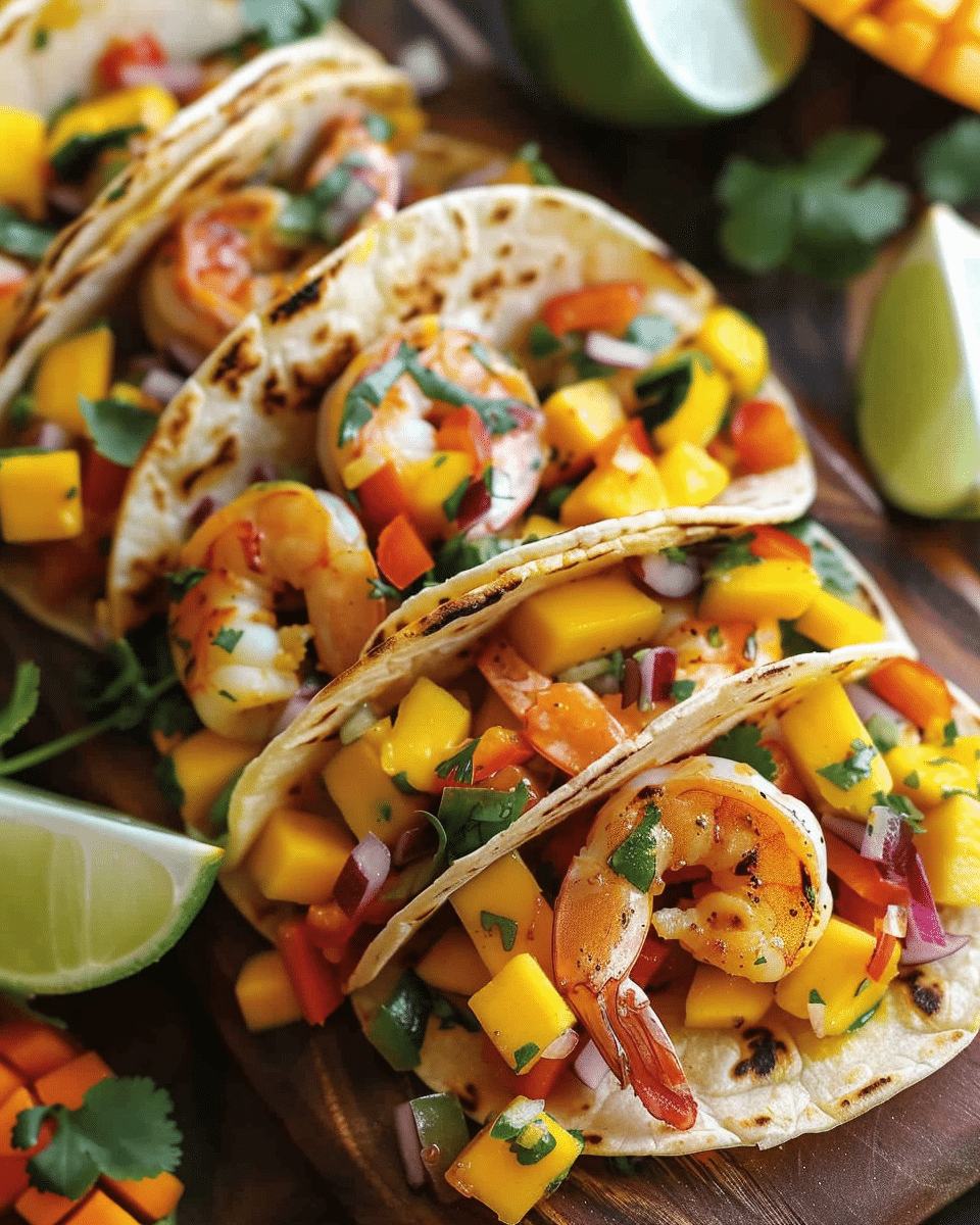 Spicy Shrimp Tacos with Mango Salsa | Cooked By Lina