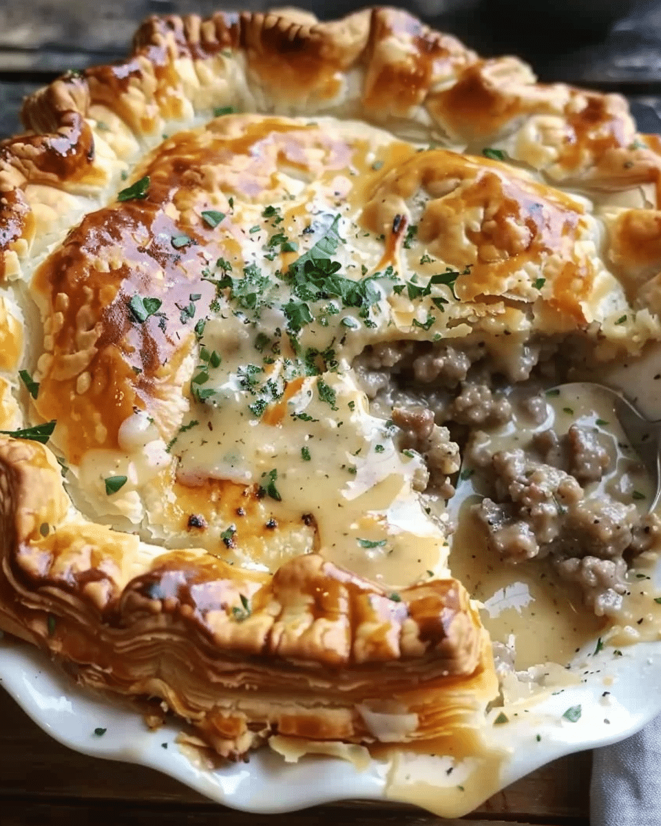 Sausage Gravy Puff Pie | Cooked By Lina