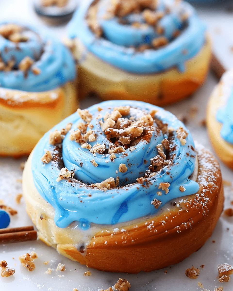 Cookie Monster Cinnamon Rolls: Blue Dough, Cookie Crumbles, and Creamy ...
