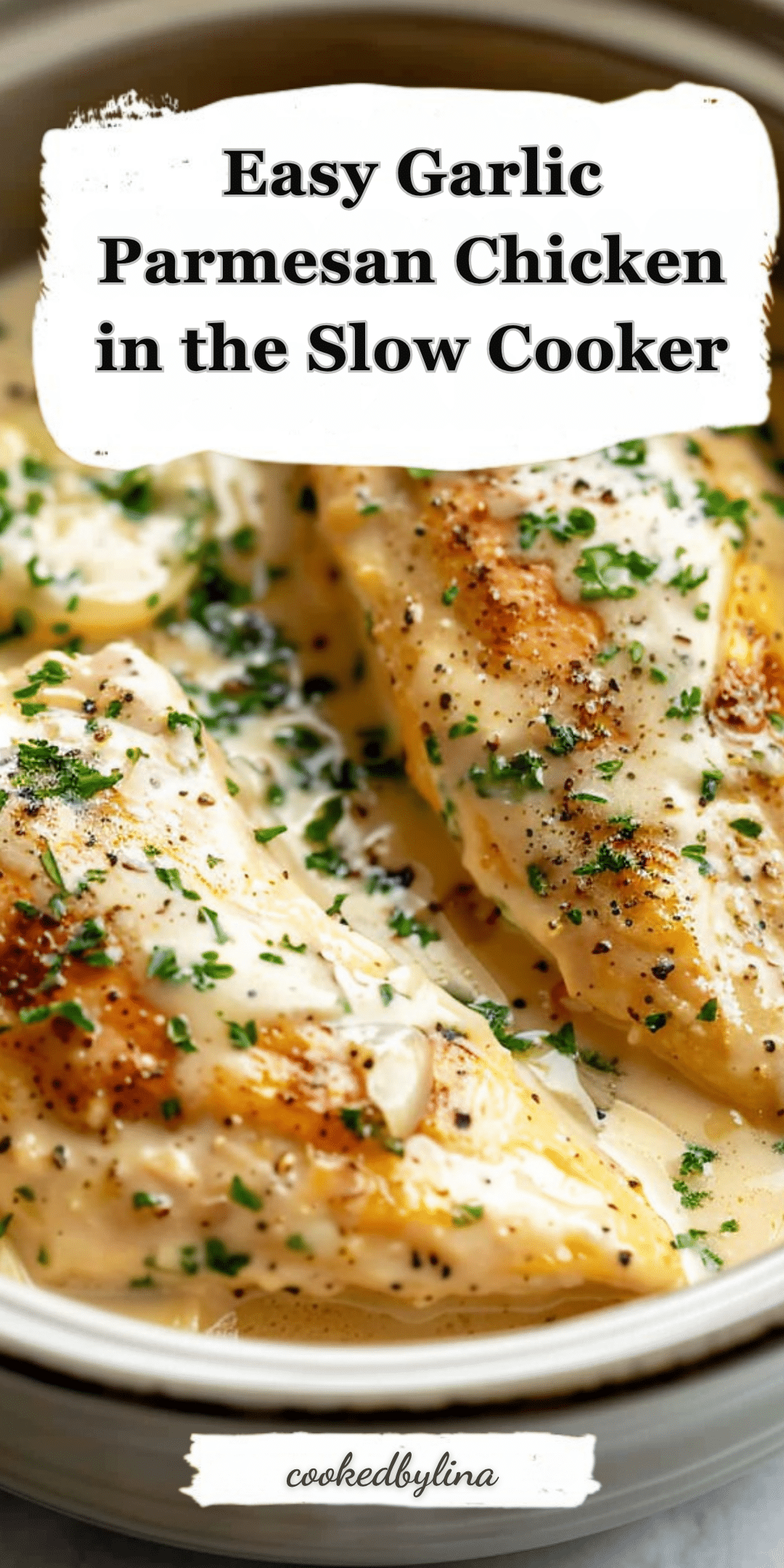 Crockpot Creamy Garlic Parmesan Chicken | Cooked By Lina