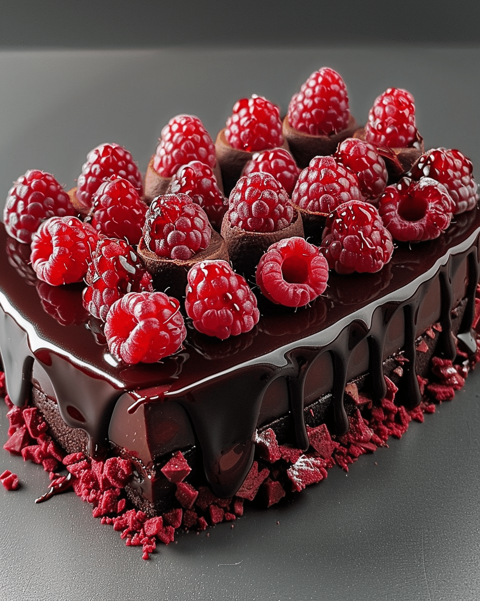 Dark Chocolate Raspberry Truffle Cake | Cooked By Lina