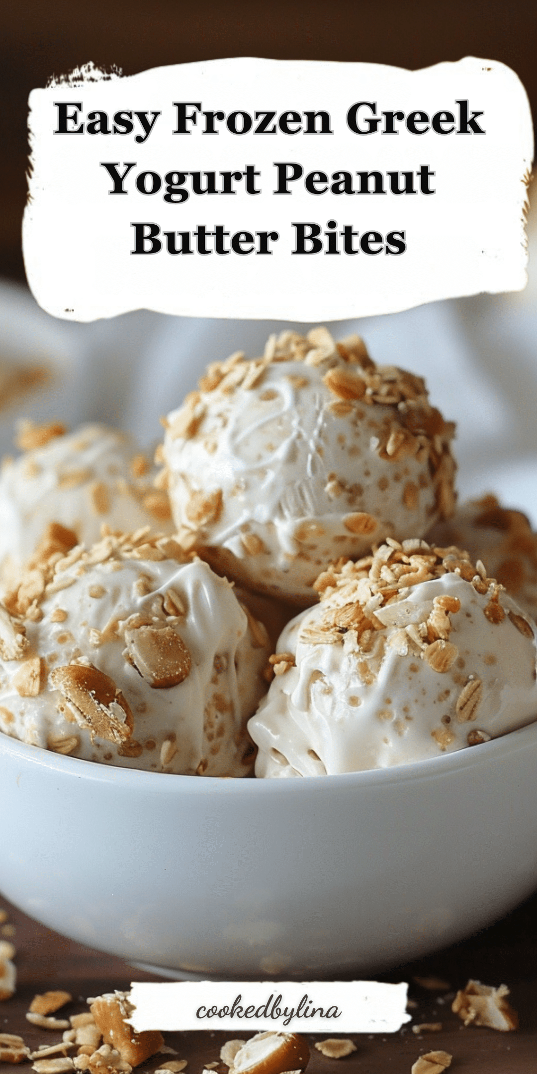 High Protein Frozen Peanut Butter Greek Yogurt Bites | Cooked By Lina