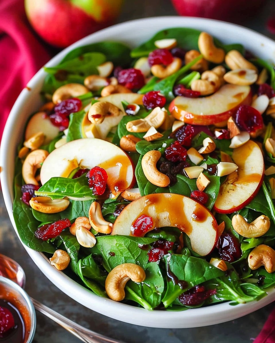 Apple Cranberry Spinach Salad with Cashews and Balsamic Vinaigrette ...