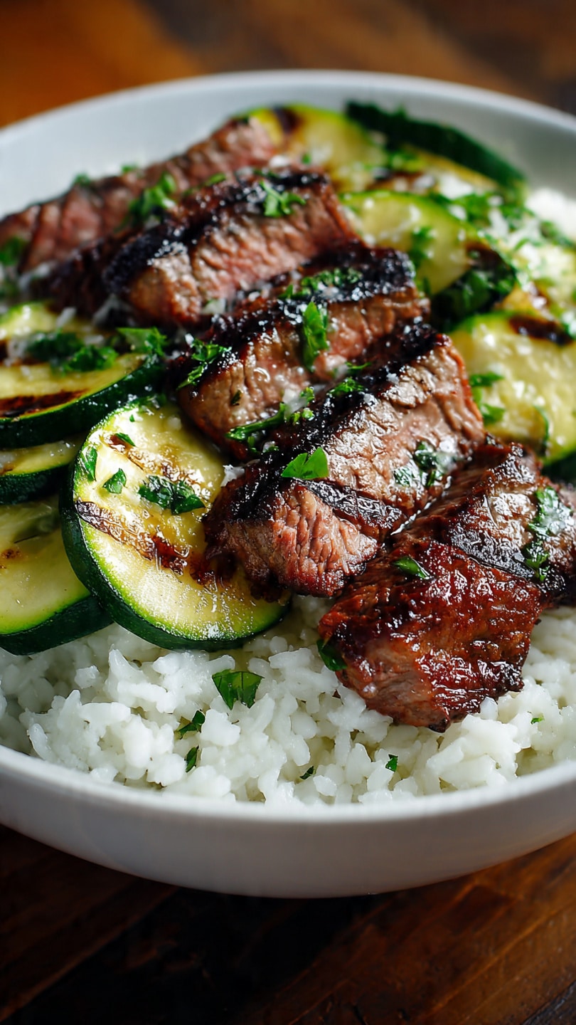 Cozy Grilled Steak Bowl with Zucchini | Cooked By Lina