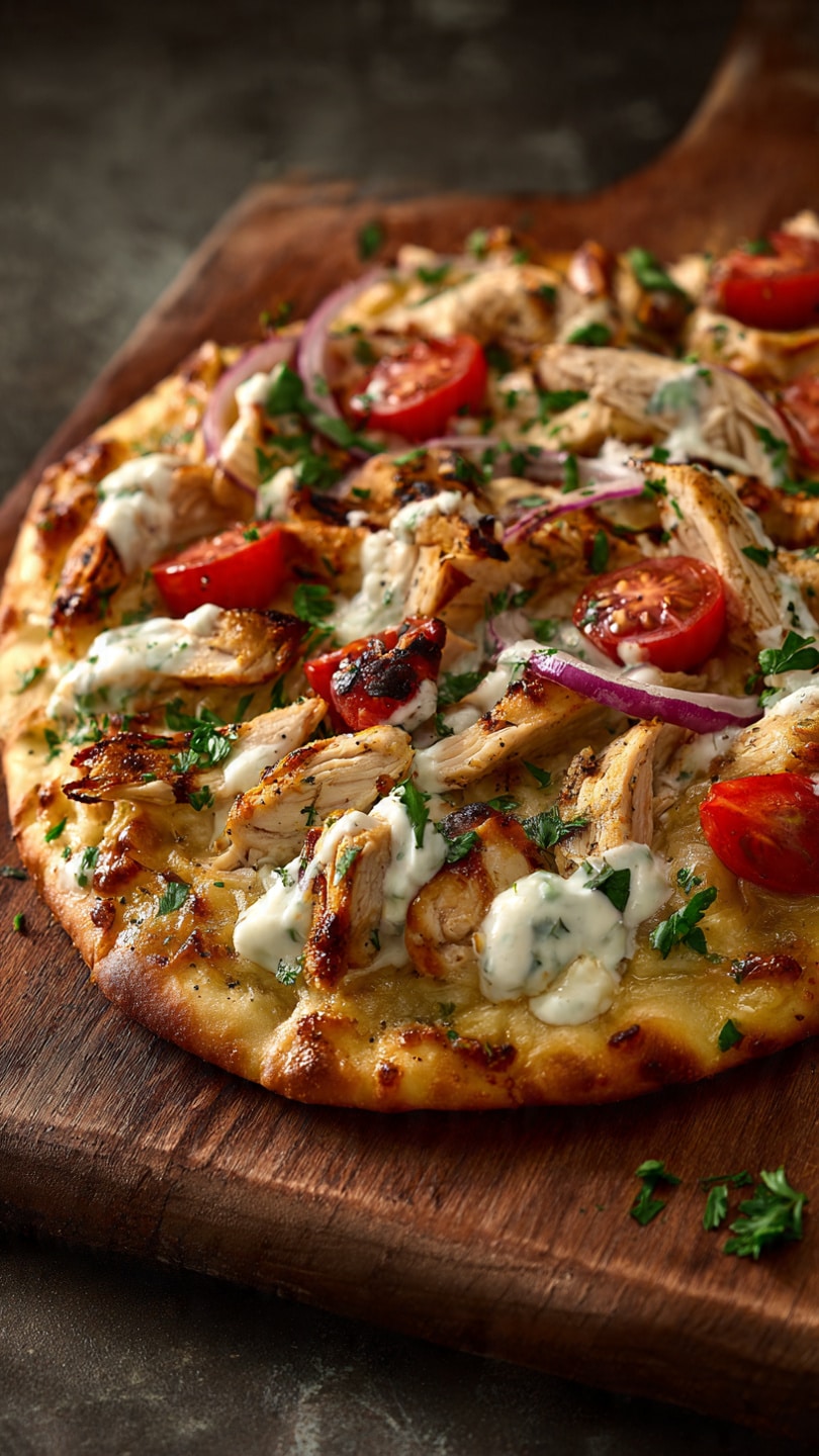 Greek Chicken Flatbread | Cooked By Lina