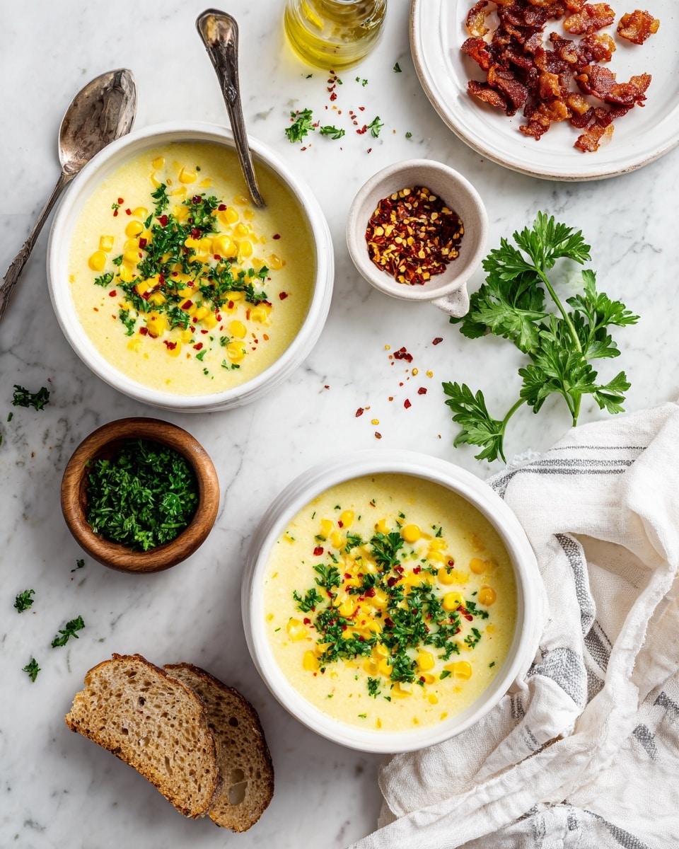 Yellow Split Pea Soup with Corn and Cashew Cream | Cozy & Healthy