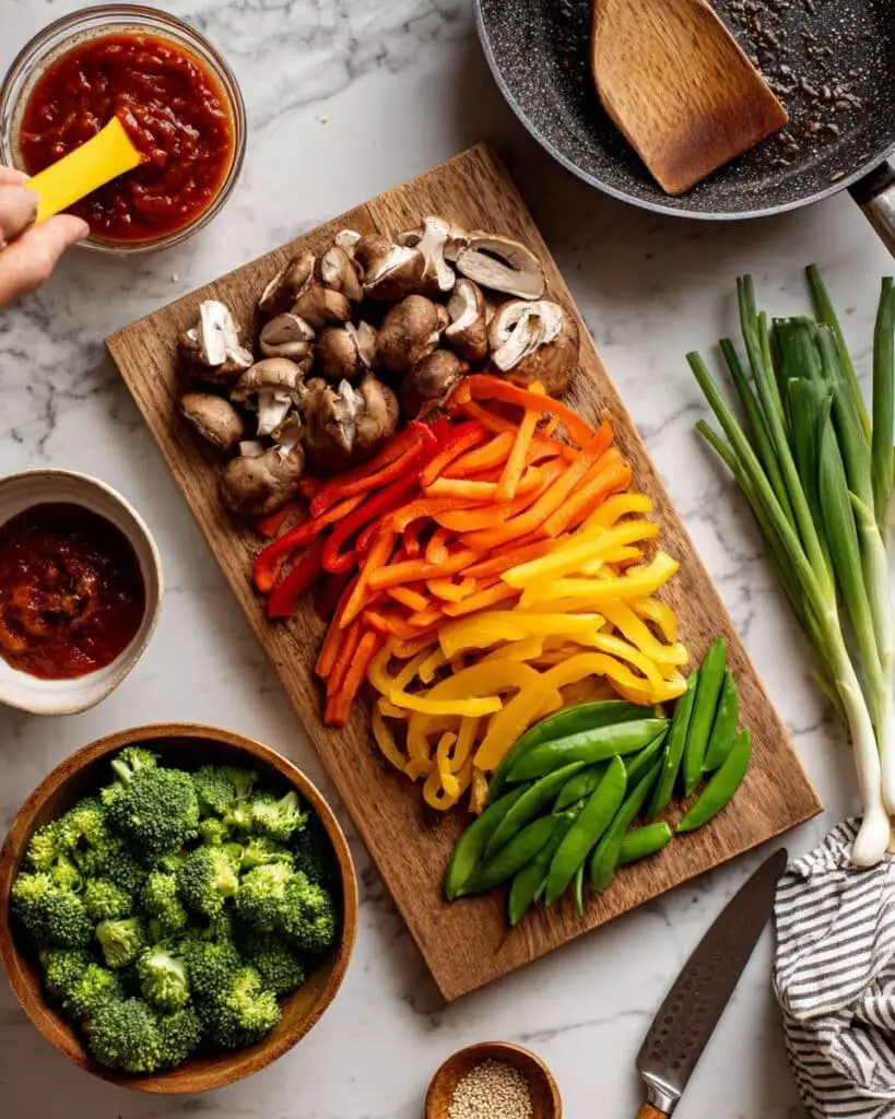 Colorful Vegetable Stir Fry in a Sweet and Savory Sauce